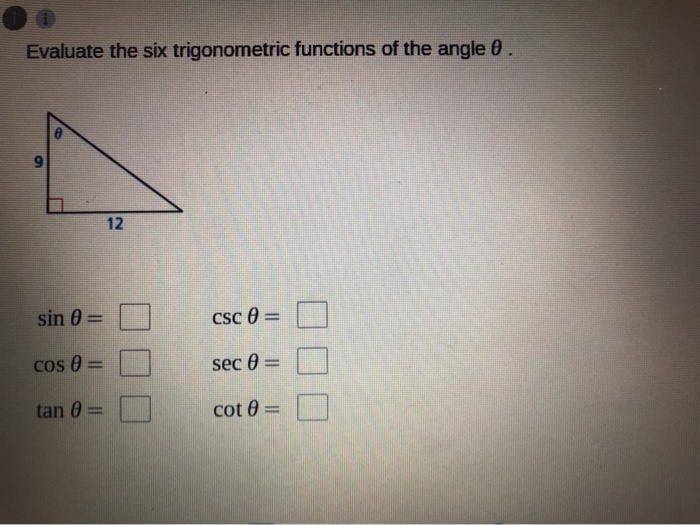 Solved Evaluate the six trigonometric functions of the angle | Chegg.com