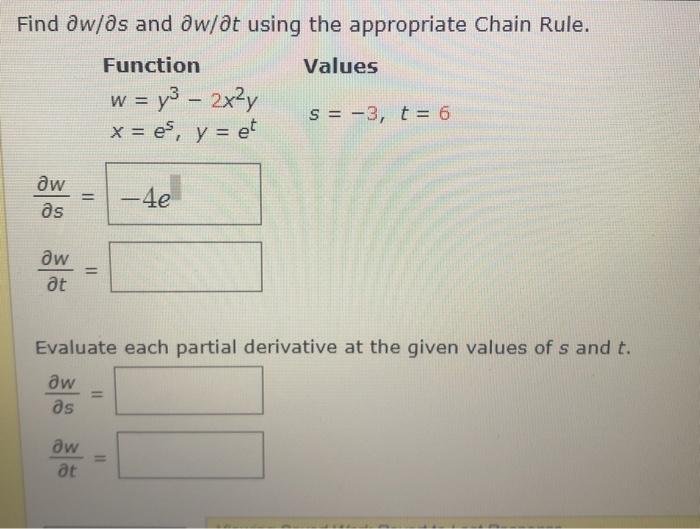 Solved Find ow/ds and ow/ot using the appropriate Chain | Chegg.com