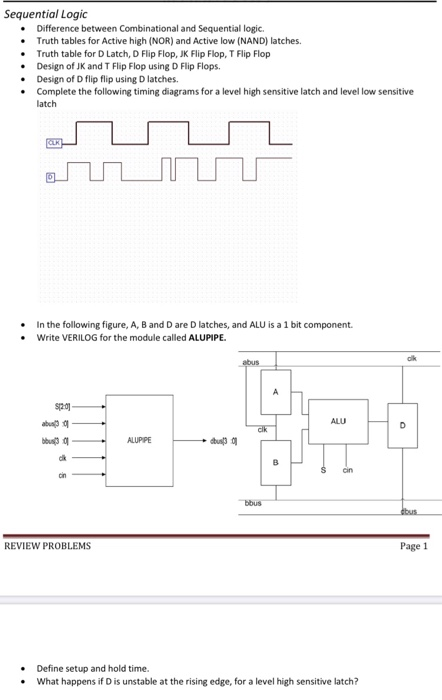 Sequential Logic • Difference between Combinational | Chegg.com