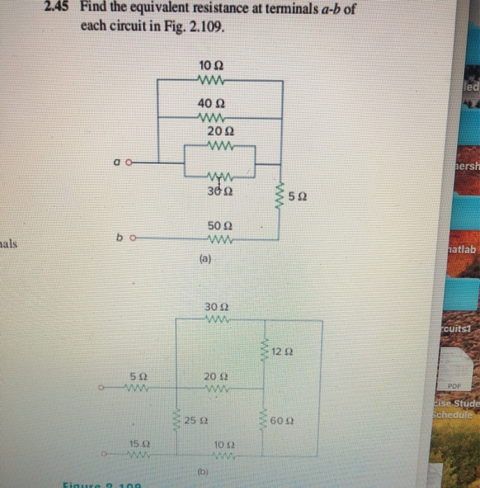 Solved 2.45 Find the equivalent resistance at terminals a-b | Chegg.com