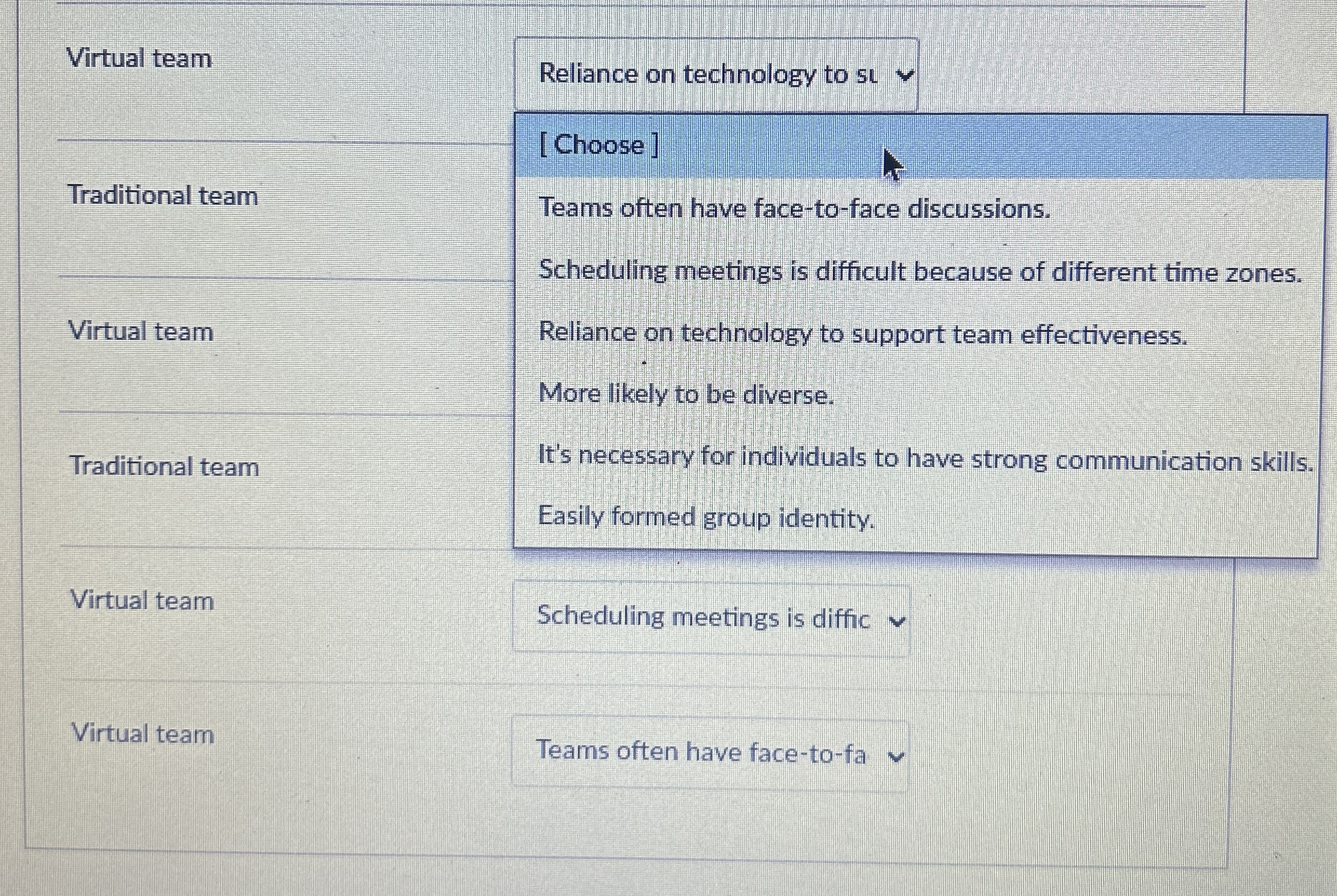 Solved Virtual teamTraditional teamVirtual teamTraditional | Chegg.com
