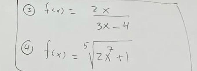 Solved (3) f(x)=3x−42x (4) f(x)=52x7+1 | Chegg.com