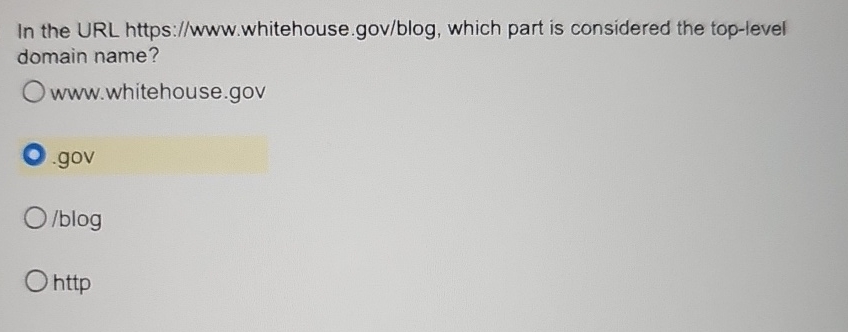 Solved In the URL https://www.whitehouse.gov/blog, ﻿which | Chegg.com