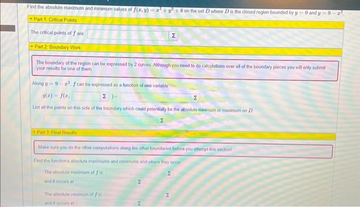 Solved - Part 1: Critical Points The critical points of f | Chegg.com