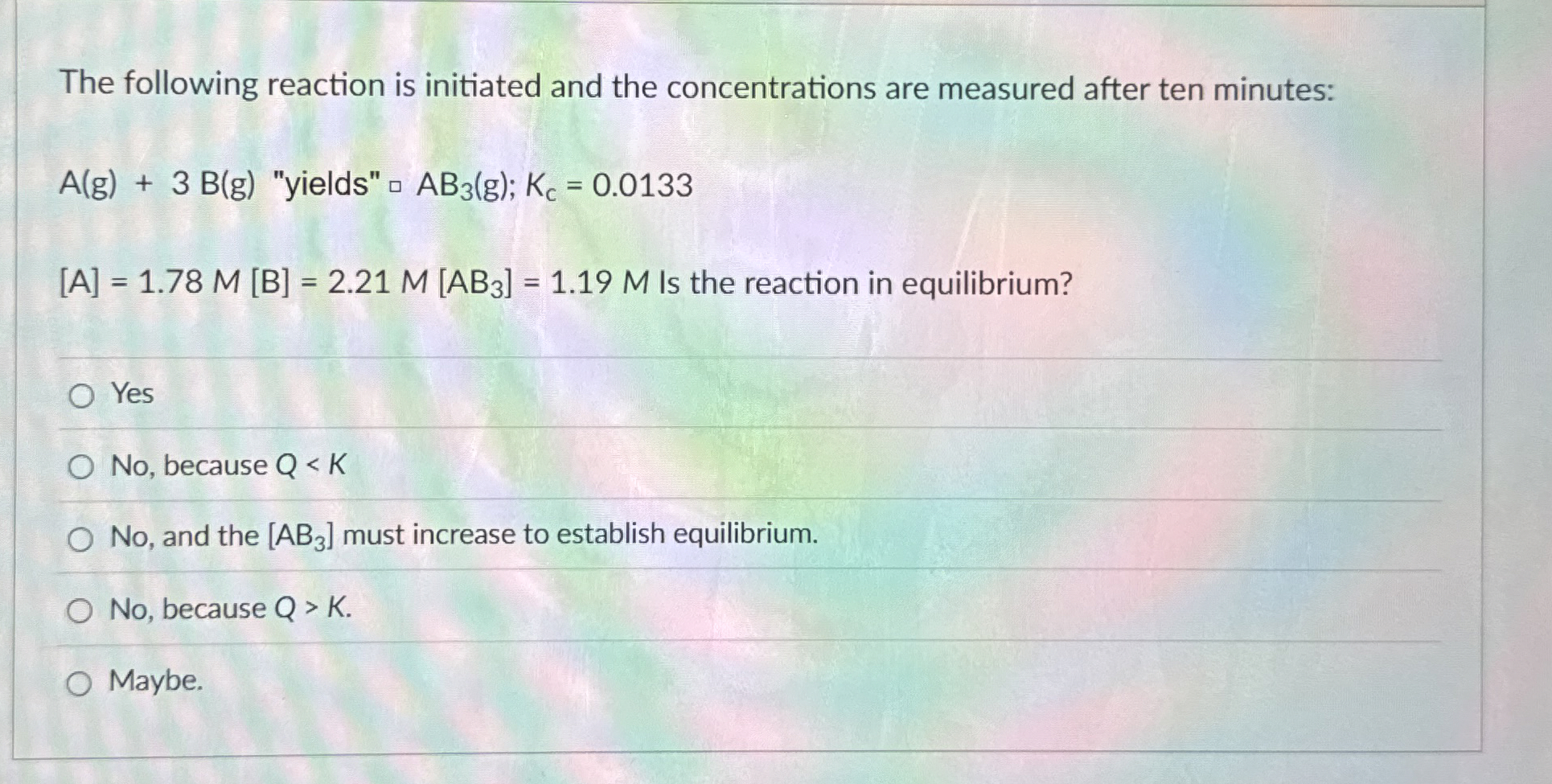 Solved The following reaction is initiated and the | Chegg.com