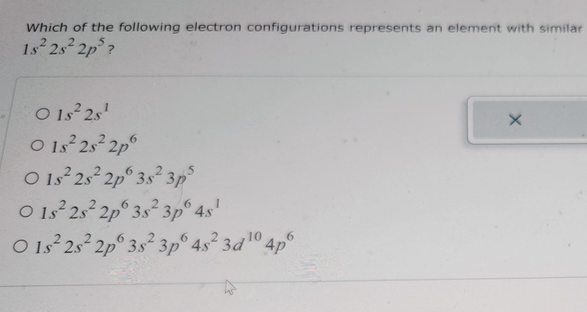 Solved Which of the following electron configurations | Chegg.com