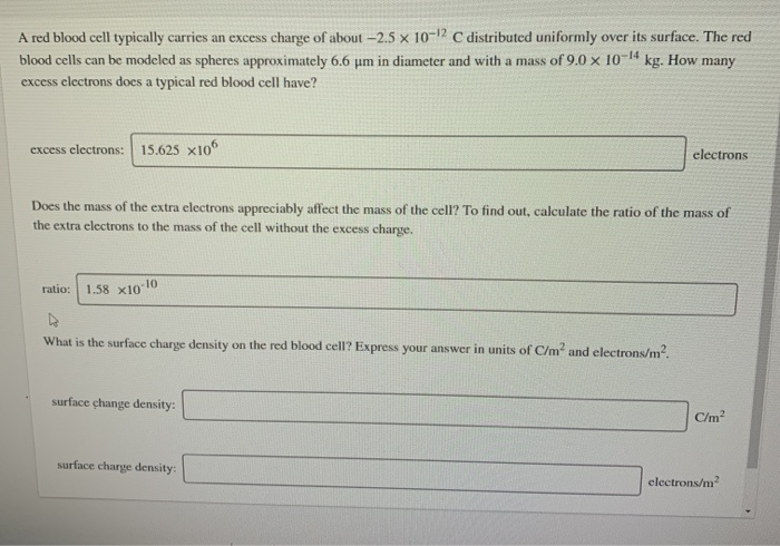 Solved A red blood cell typically carries an excess charge | Chegg.com