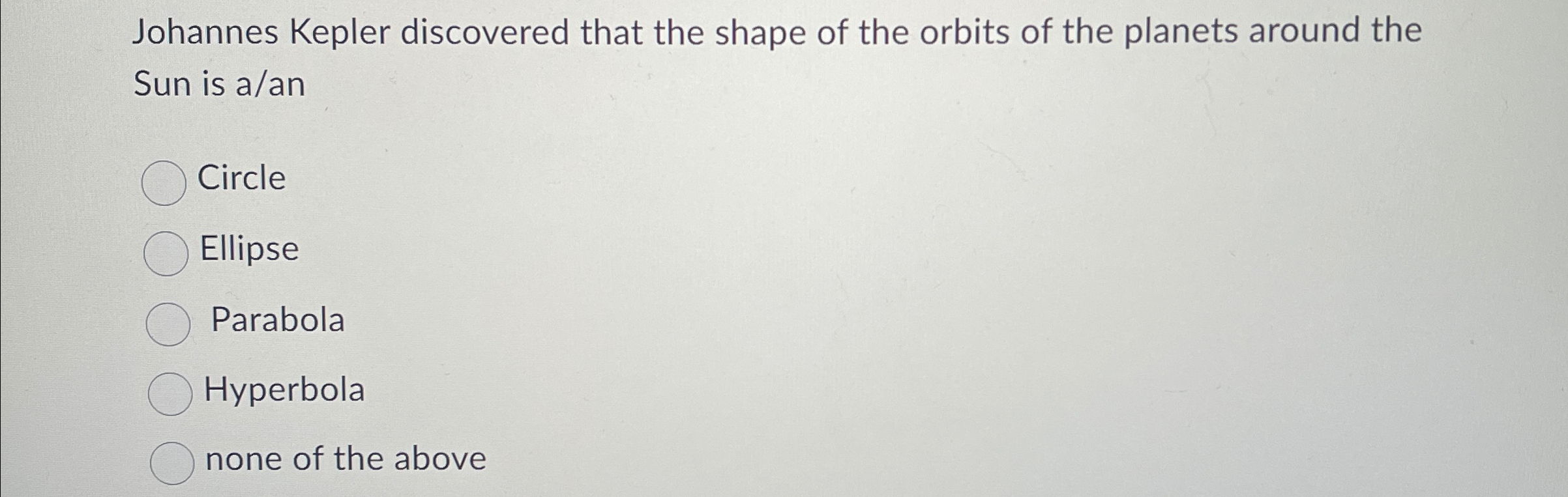 Solved Johannes Kepler discovered that the shape of the | Chegg.com