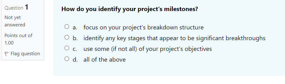Solved Question 1 ﻿How do you identify your project's | Chegg.com
