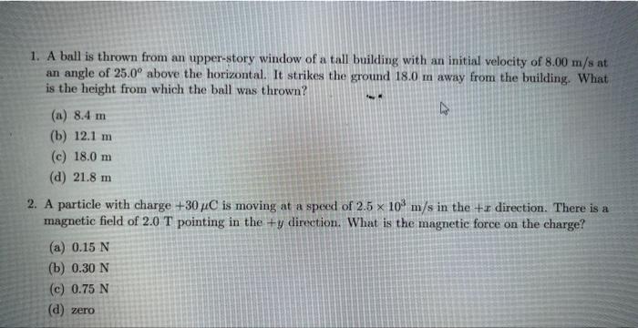 1. A ball is thrown from an upper-story window of a | Chegg.com