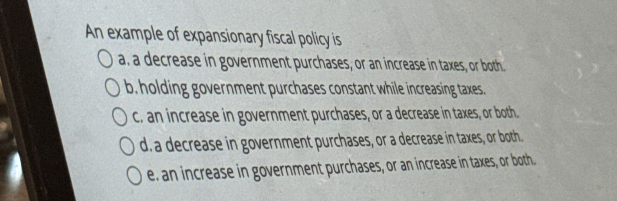 Solved An example of expansionary fiscal policy isa. ﻿a | Chegg.com