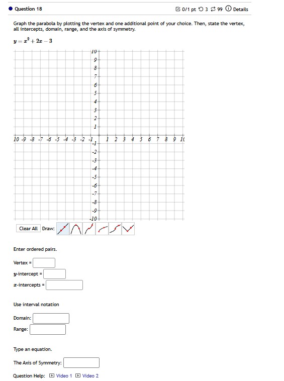 Solved Question 18 ﻿Graph the parabola by plotting the | Chegg.com