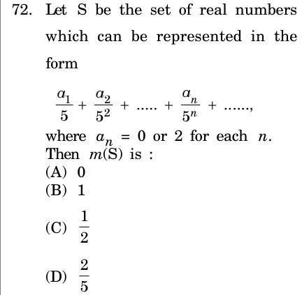 Solved 72. Let S be the set of real numbers which can be | Chegg.com