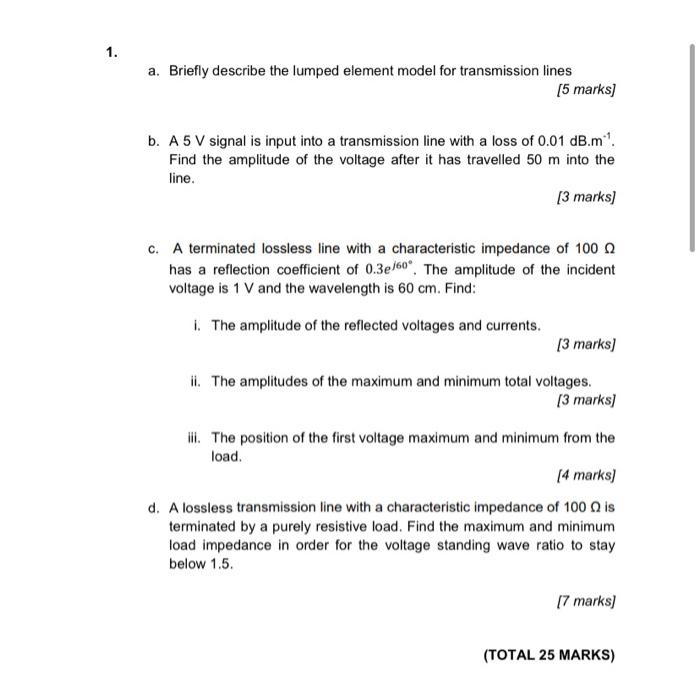 Solved a. Briefly describe the lumped element model for | Chegg.com