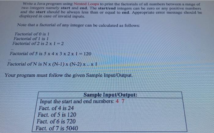 Solved Write a Java program using Nested Loops to print the | Chegg.com