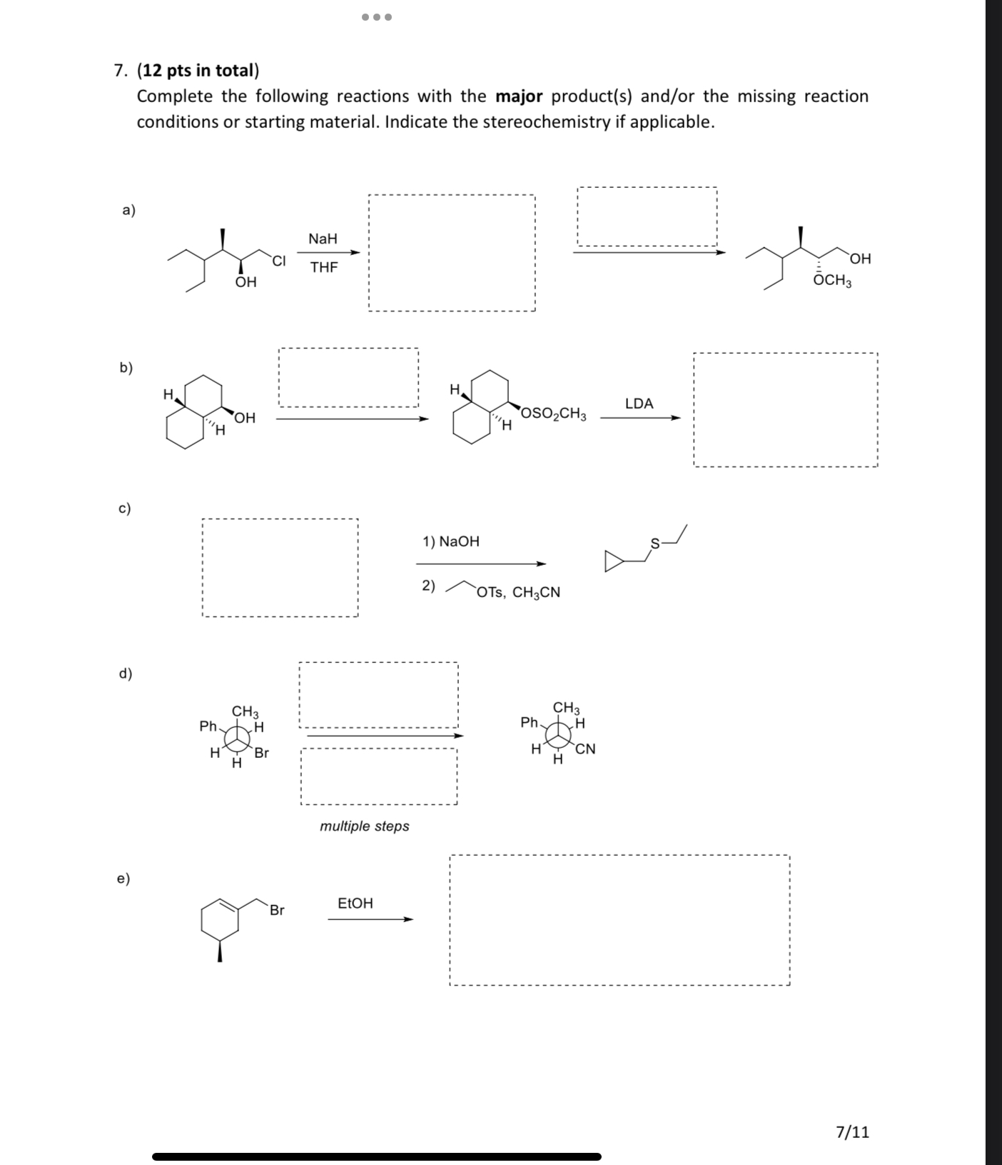 Solved (12 ﻿pts in total)Complete the following reactions | Chegg.com