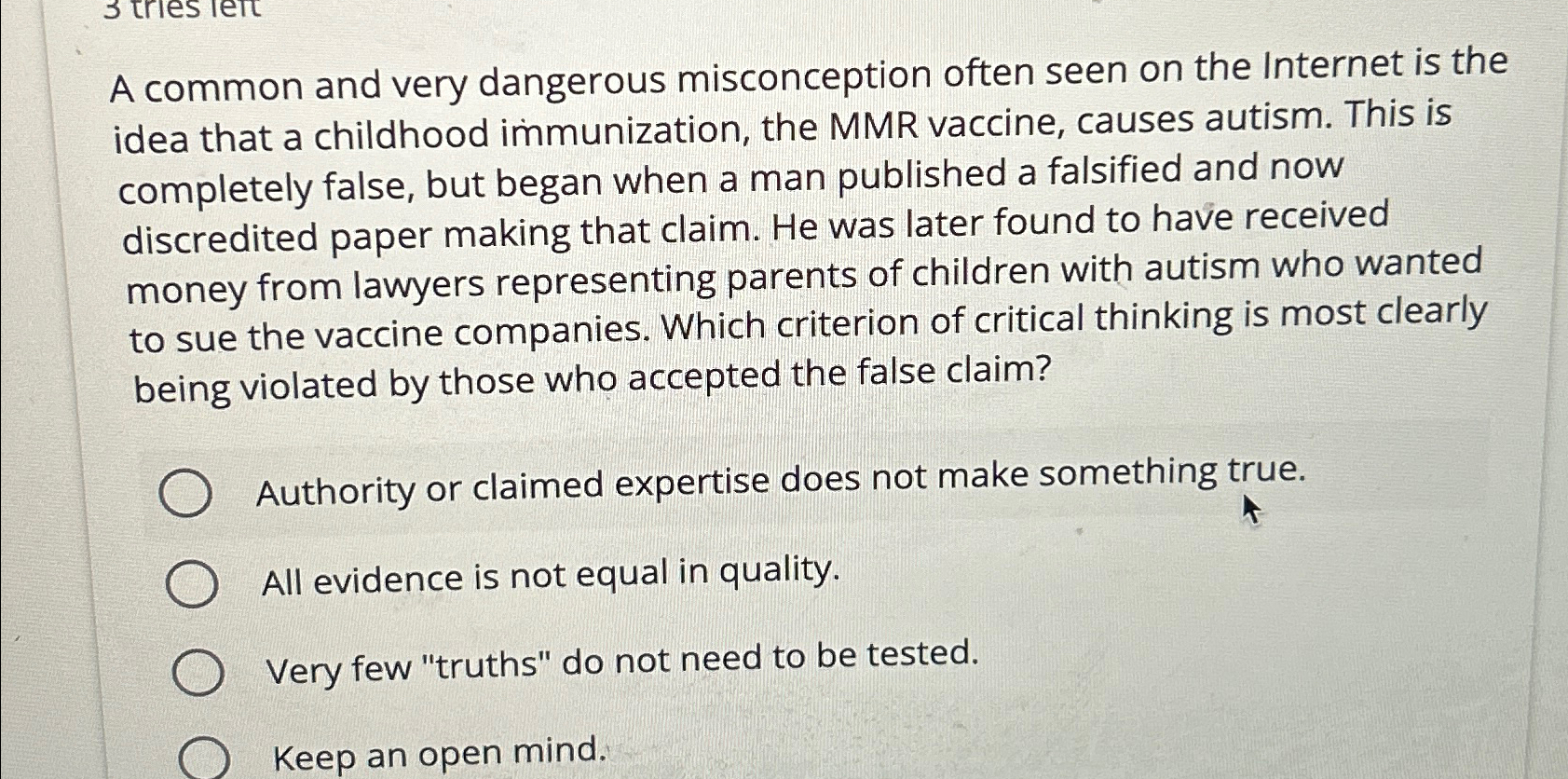 Solved A Common And Very Dangerous Misconception Often Seen