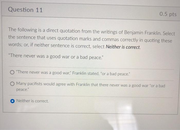 Solved The following is a direct quotation from the writings | Chegg.com