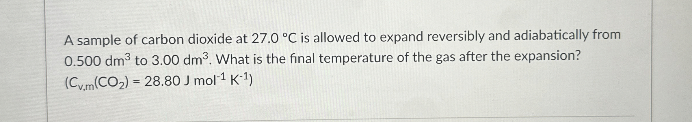 Solved A sample of carbon dioxide at 27.0°C ﻿is allowed to | Chegg.com