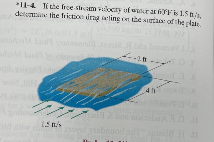 Solved *11-4. If the free-stream velocity of water at 60∘F | Chegg.com