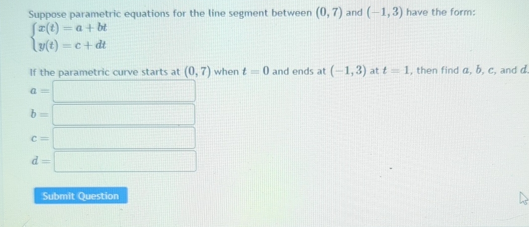 Solved Suppose parametric equations for the line segment | Chegg.com