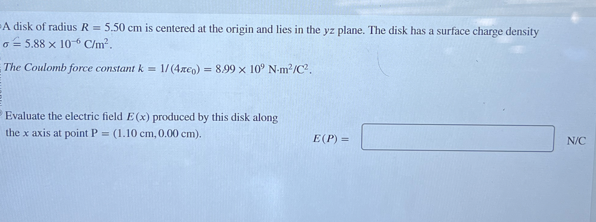 Solved A disk of radius R=5.50cm ﻿is centered at the origin | Chegg.com