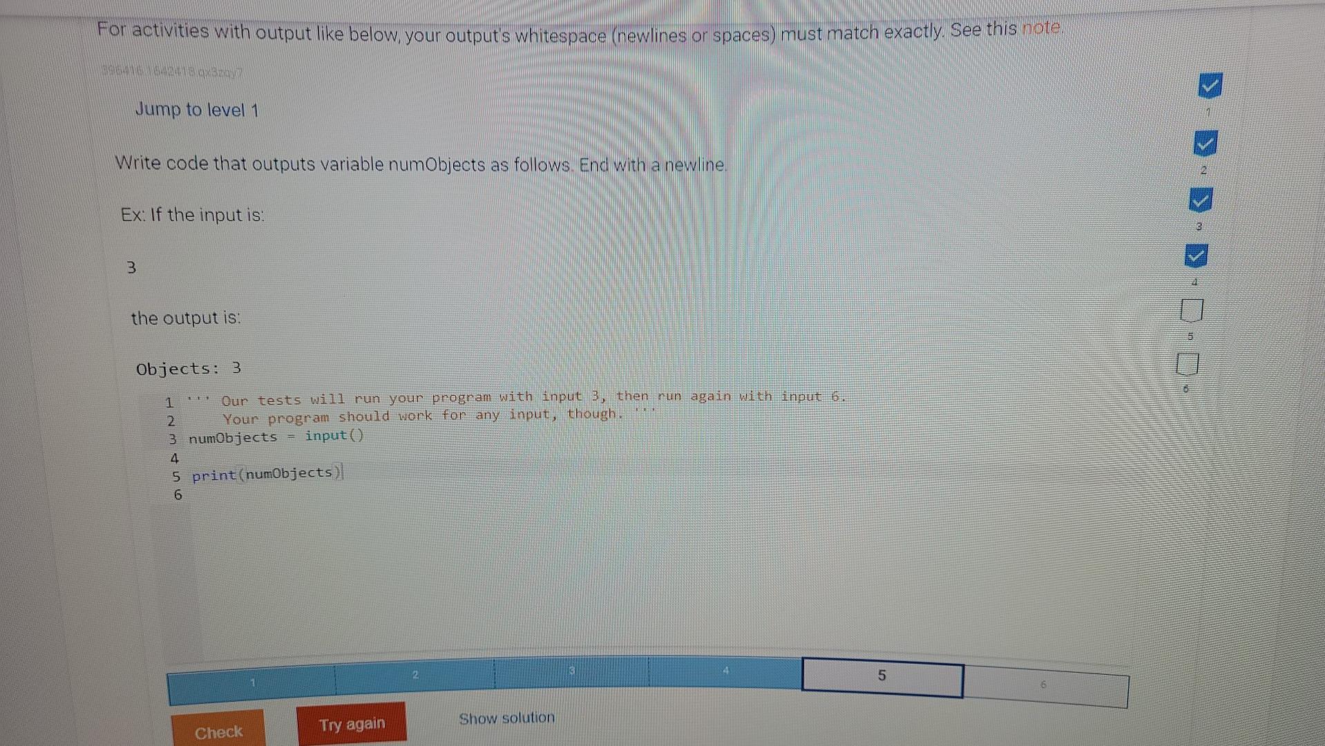 Solved For activities with output like below, your output's | Chegg.com