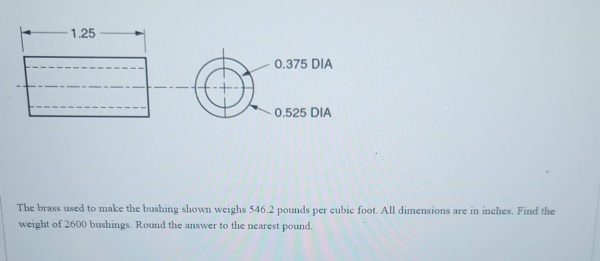The brass used to make the bushing shown weighs 546.2 | Chegg.com