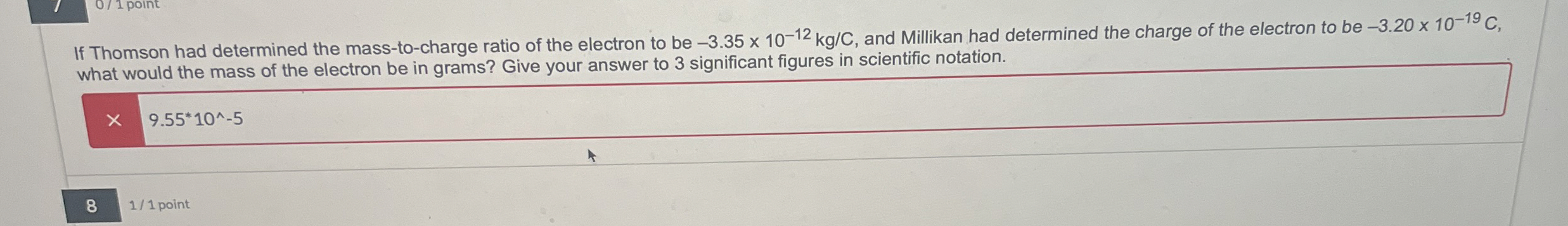 Solved If Thomson had determined the mass-to-charge ratio of | Chegg.com