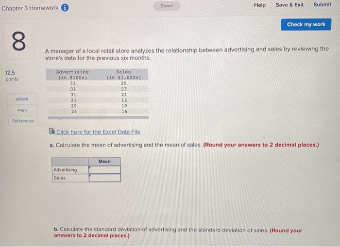Solved Saved Help Save & Exit Submit Chapter 3 Homework | Chegg.com