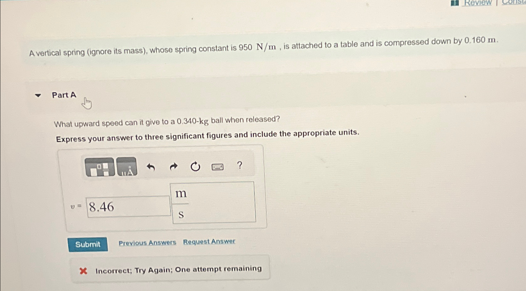 Solved A vertical spring (ignore its mass), ﻿whose spring | Chegg.com