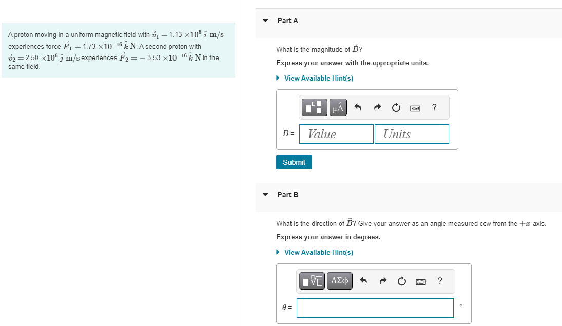 Solved A proton moving in ﻿a uniform magnetic field with | Chegg.com