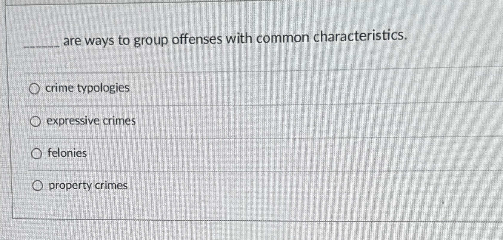Solved are ways to group offenses with common | Chegg.com