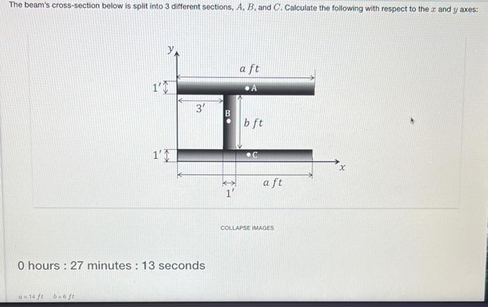 Solved The beam's cross-section below is split into 3 | Chegg.com