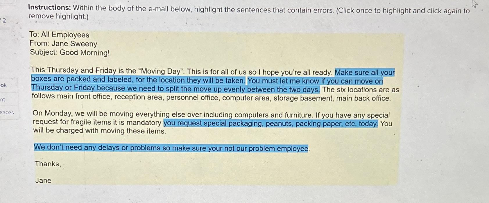 Solved Instructions: Within the body of the e-mail below, | Chegg.com