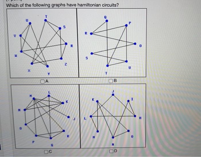 Solved Which of the following graphs have hamiltonian | Chegg.com