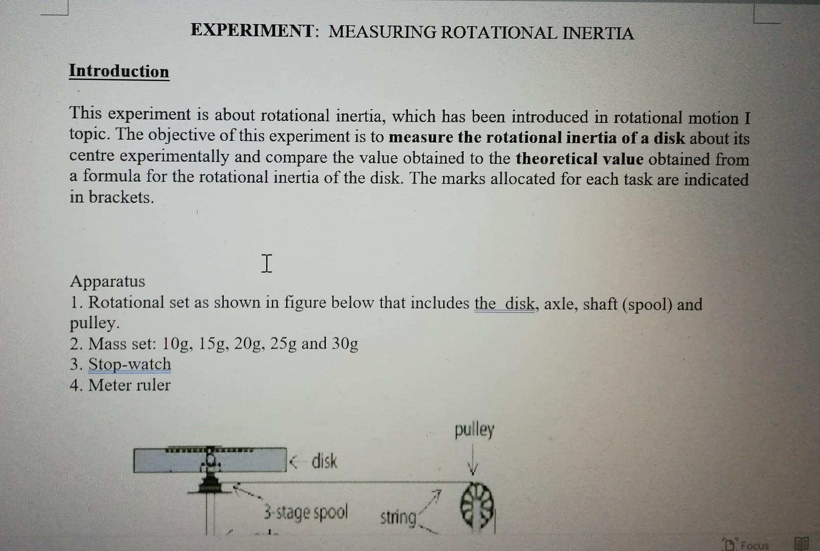 Solved EXPERIMENT: MEASURING ROTATIONAL INERTIA Introduction | Chegg.com