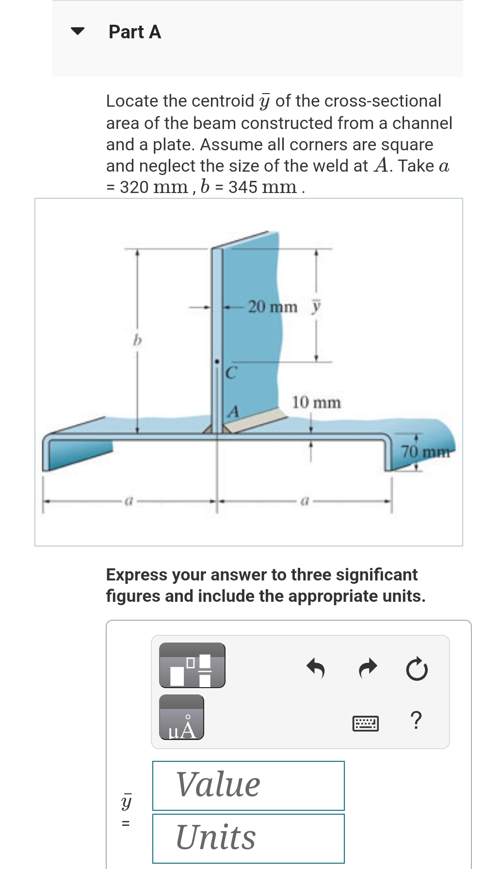 Part ALocate the centroid ?bar (y) ﻿of the | Chegg.com