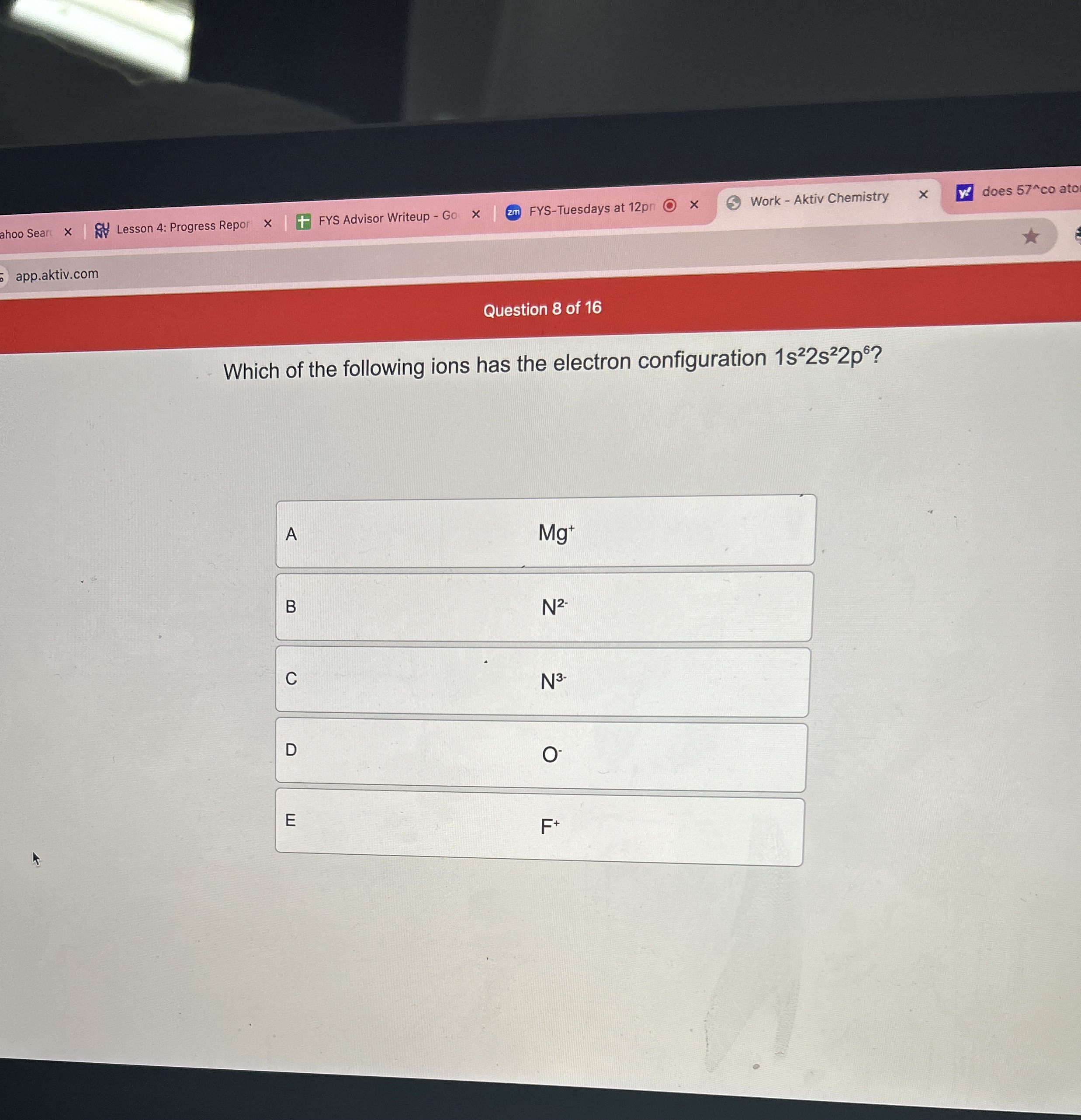 Solved Which of the following ions has the electron | Chegg.com