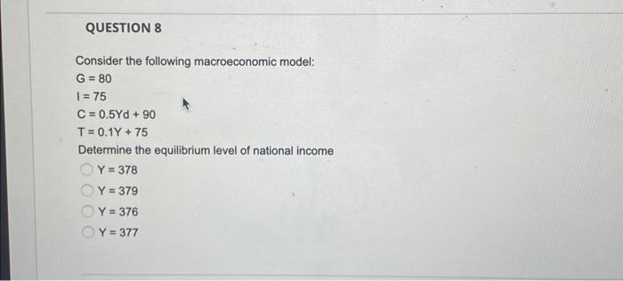 Solved Consider the following macroeconomic model: | Chegg.com