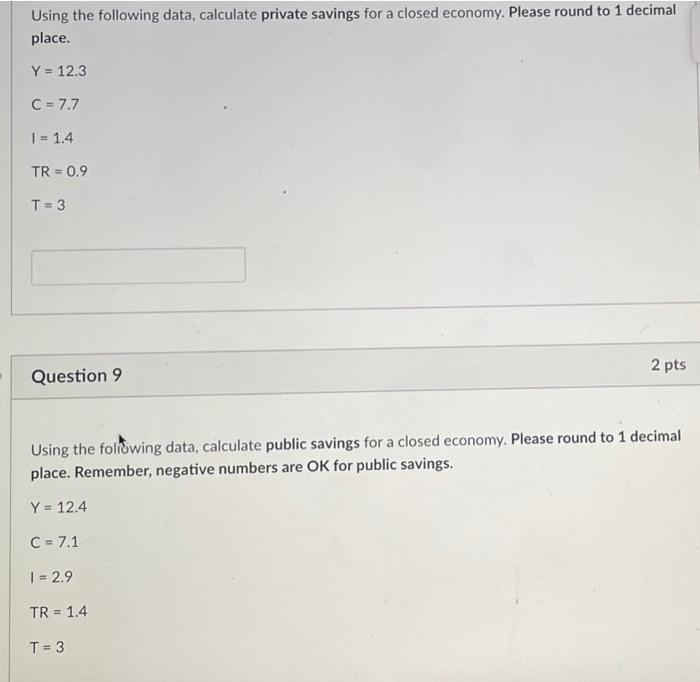 Solved Using the following data, calculate private savings | Chegg.com