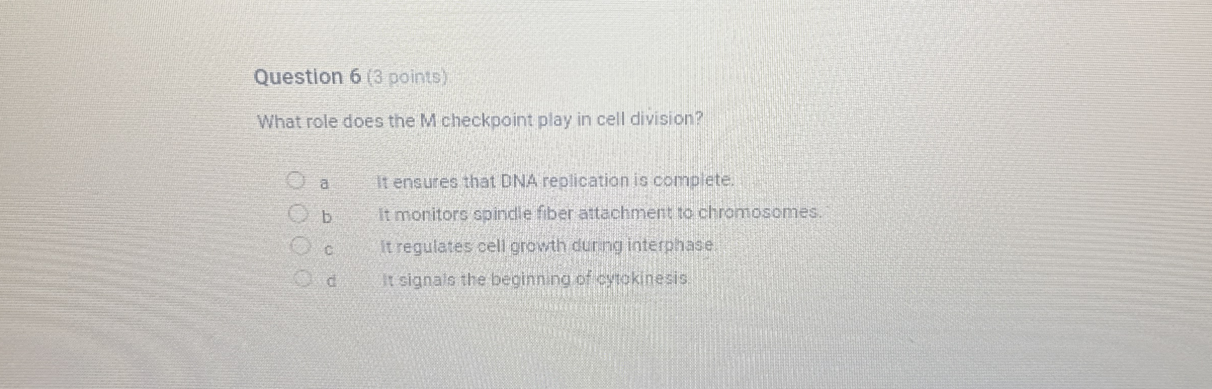 Solved Question 6 (3 ﻿points)What role does the M checkpoint | Chegg.com