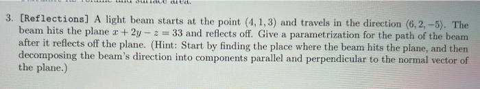 Solved 3. [Reflections] A light beam starts at the point | Chegg.com