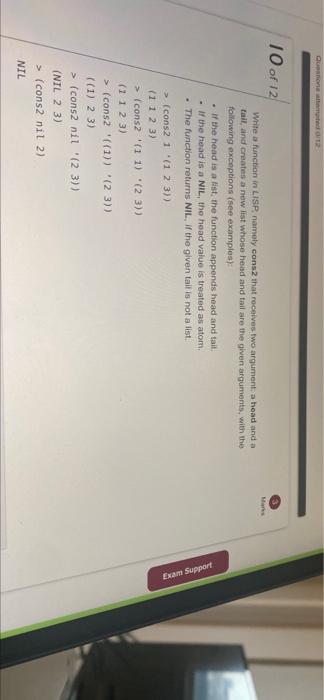 Solved no 10 of 12 Mars Exam Support Write a function in | Chegg.com