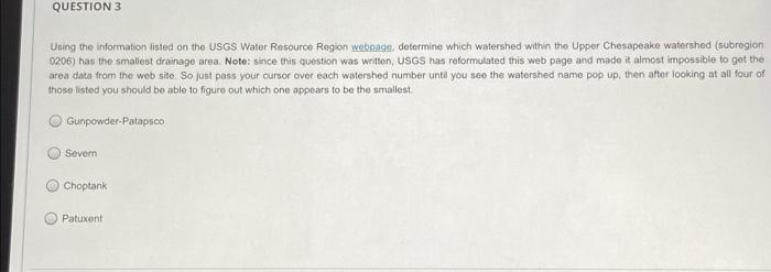 Solved QUESTION 3 Using the information listed on the USGS | Chegg.com