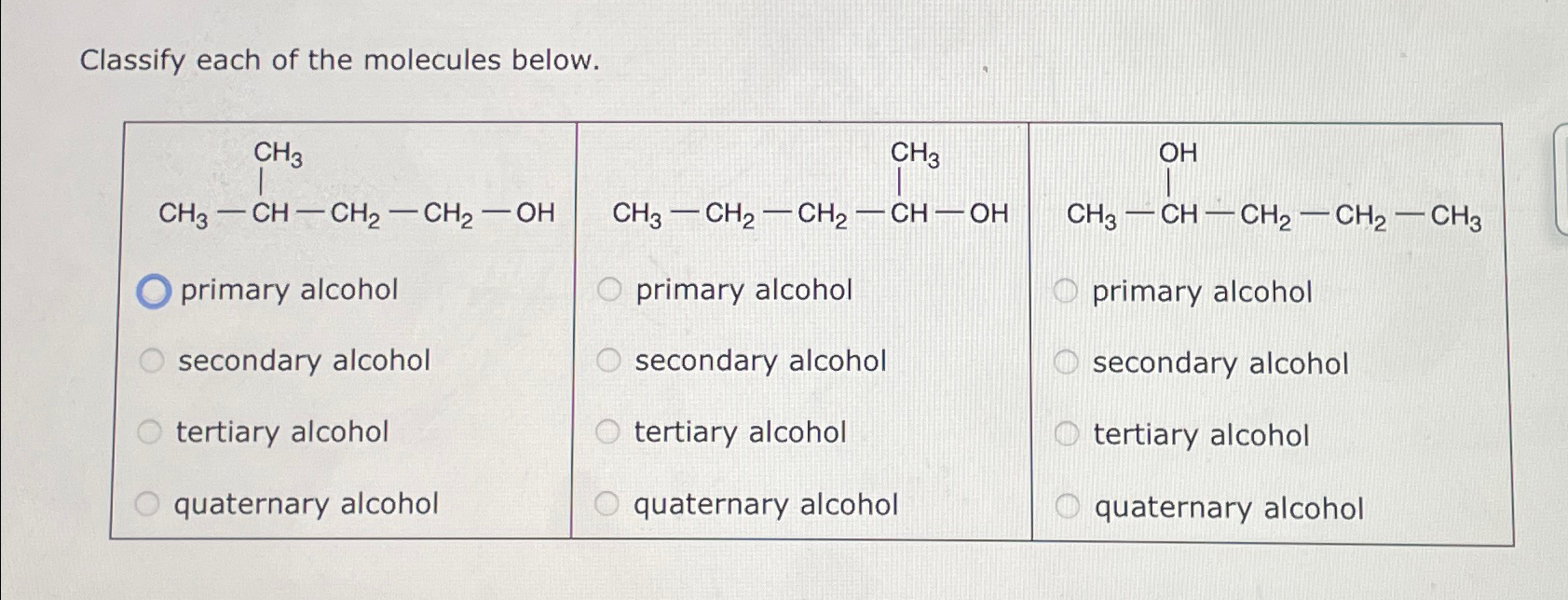Solved Classify each of the molecules | Chegg.com