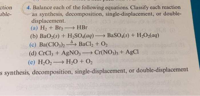 Solved ction 4. Balance each of the following equations. | Chegg.com