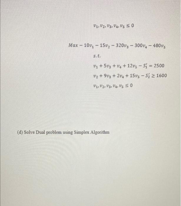 Solved (c) write down the dual formulation(d)solve dual | Chegg.com
