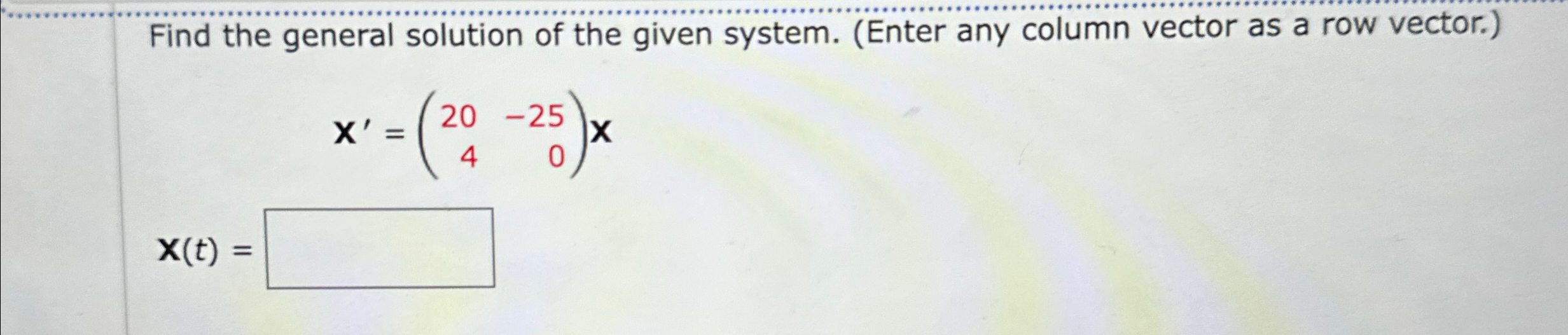 Solved Find the general solution of the given system. (Enter | Chegg.com