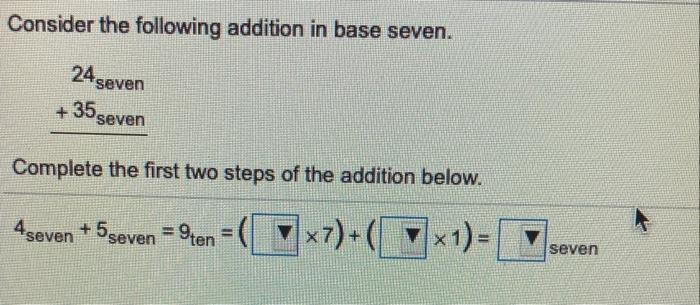 Solved Consider the following addition in base seven. | Chegg.com